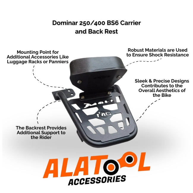 Dominar 250/400 BS6 MotoCare Carrier and Back Rest | Alatool Shop Now ...